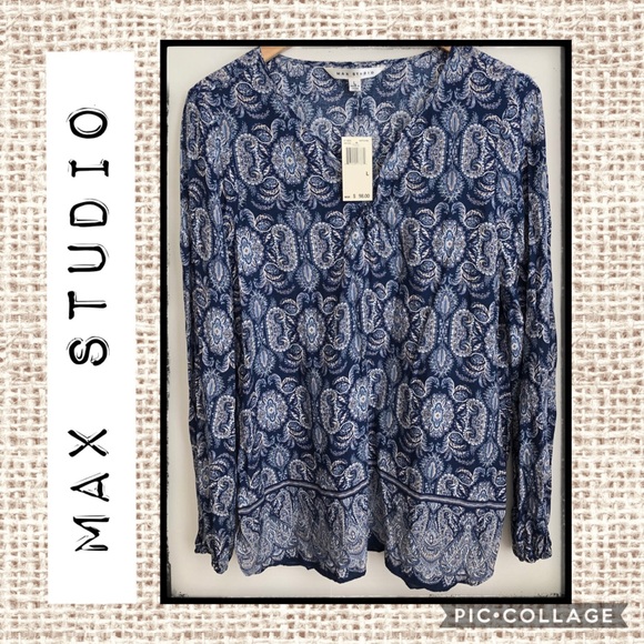Max Studio | Tops | Nwt Max Studio Blue Tunic | Poshmark